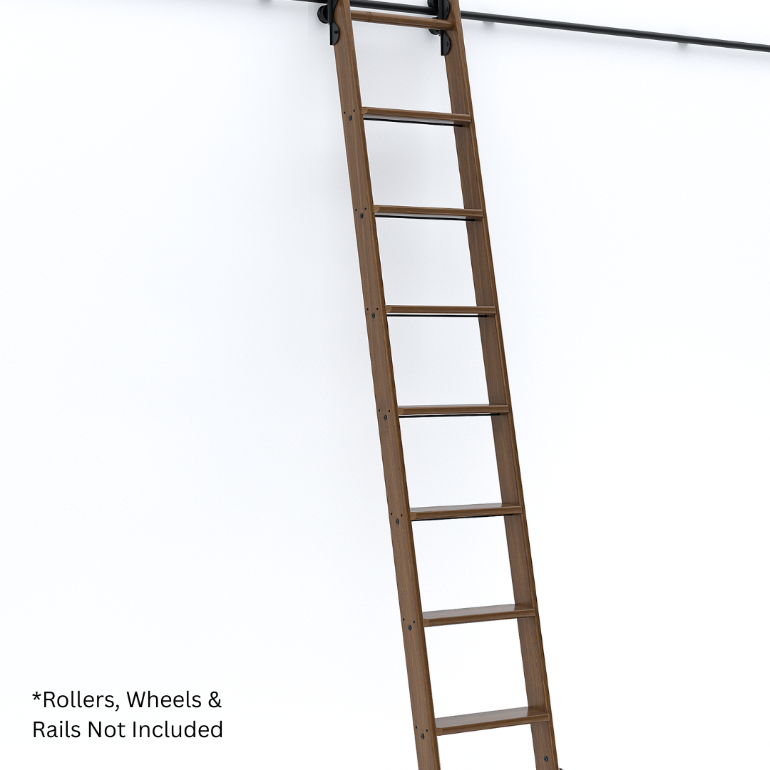 8ft Walnut Ladder with Black Fixings – The Library Ladder Company