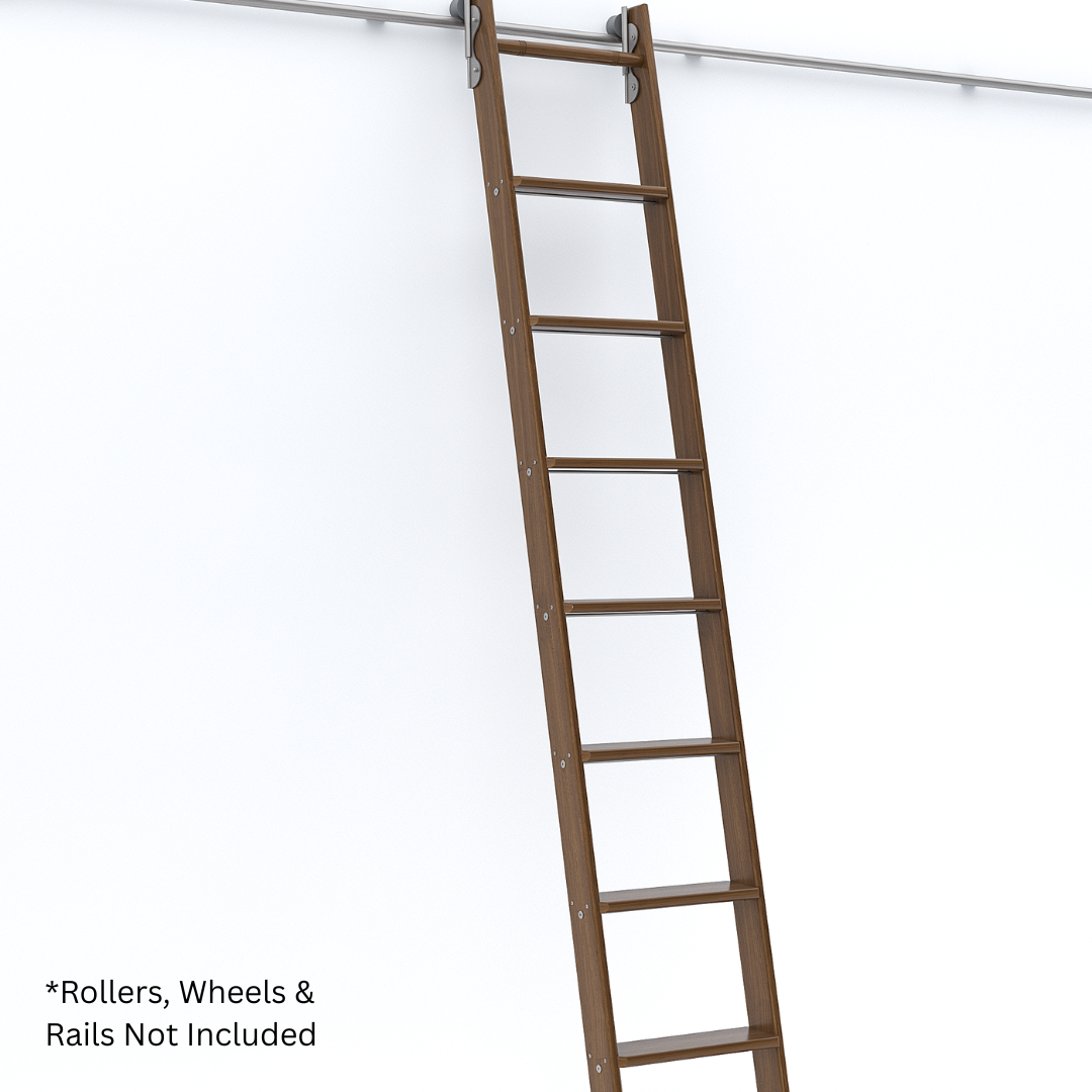 8ft Walnut Ladder with Satin Nickel Fixings | Mid-Height Interior ...