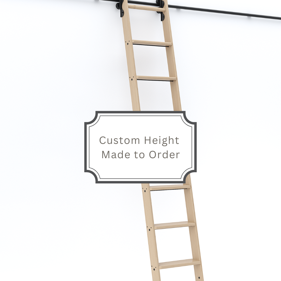 Library Ladder | Made to Measure 6ft-8ft | Maple | Black Fixings – The ...
