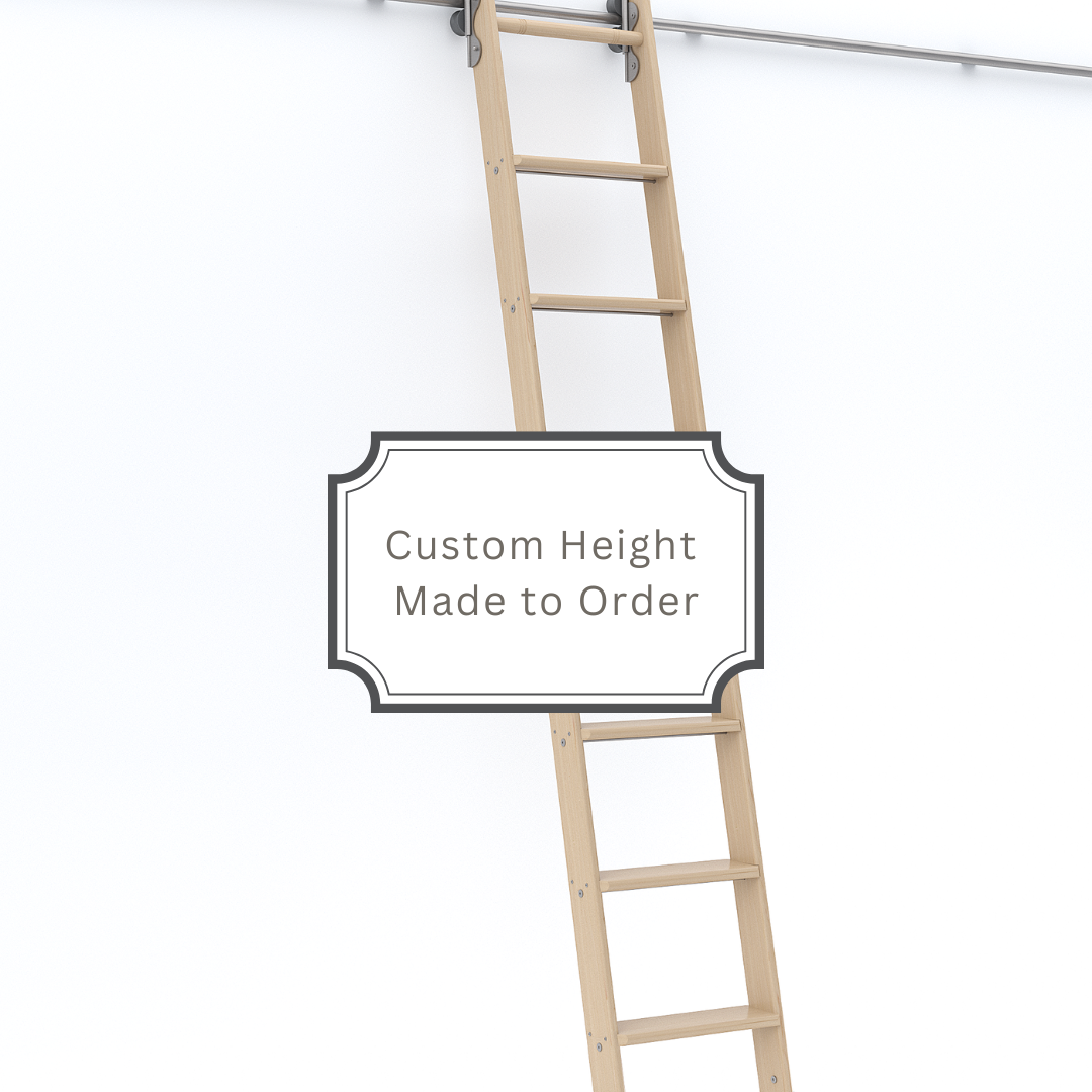 Library Ladder | Made to Measure 12ft-14ft | Maple | Satin Nickel Fixi ...