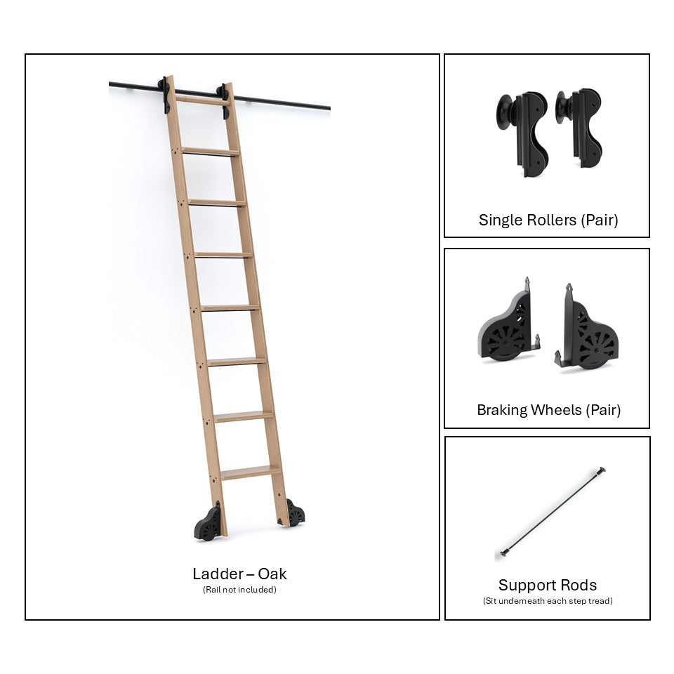 Highgrove | Lift Off Rolling Ladder Kit | 10ft Ladder with Single Roll ...