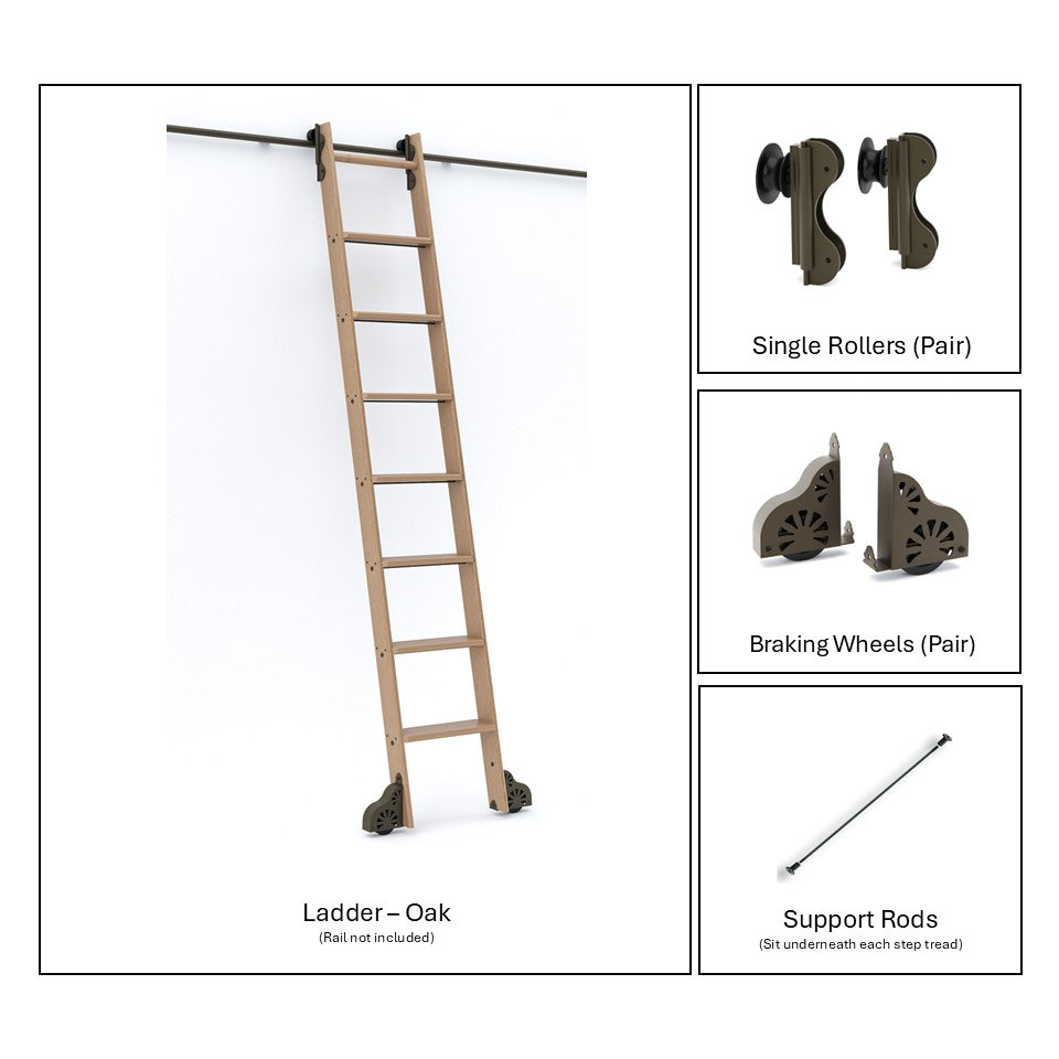 Highgrove | Lift Off Rolling Ladder Kit | 9ft Ladder with Single Rolle ...