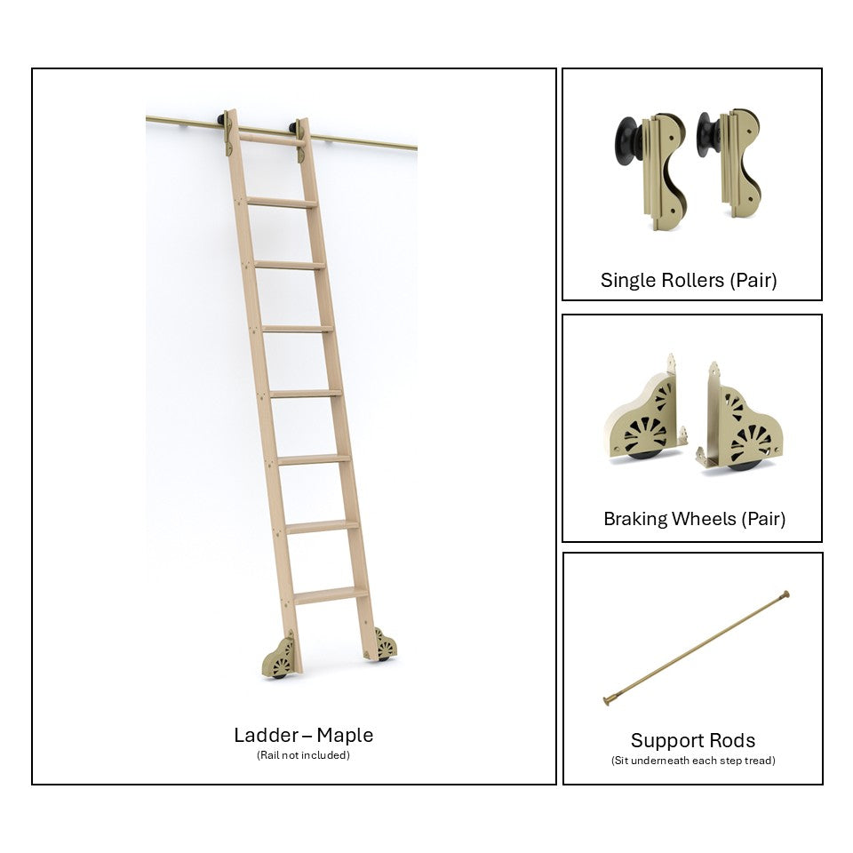 Highgrove | Lift Off Rolling Ladder Kit | 6-8ft Ladder with Single Rol ...