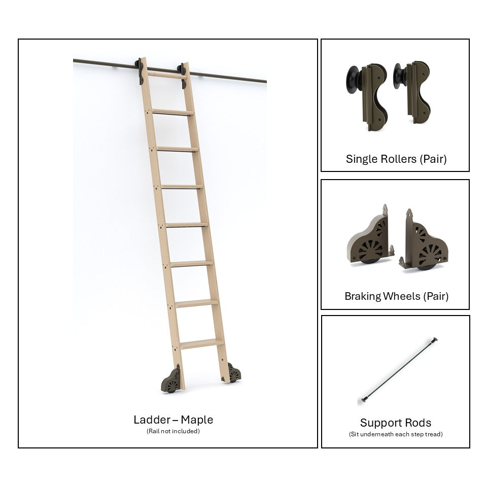 Highgrove | Lift Off Rolling Ladder Kit | 9-11ft Ladder with Single Ro ...