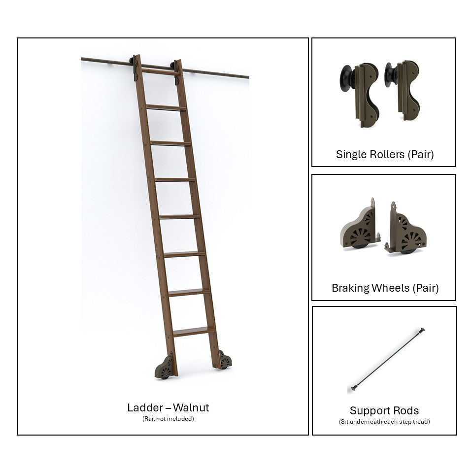 Highgrove | Lift Off Rolling Ladder Kit | 6-8ft Ladder with Single Rol ...