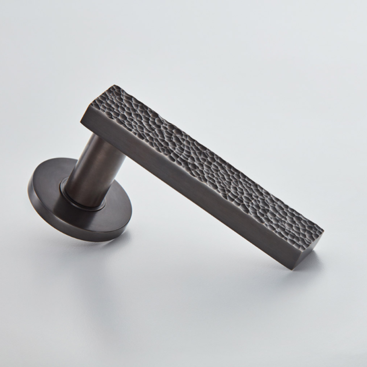 Textured Lever Handle on Covered Rose | Hammered Pattern | Internal Do ...